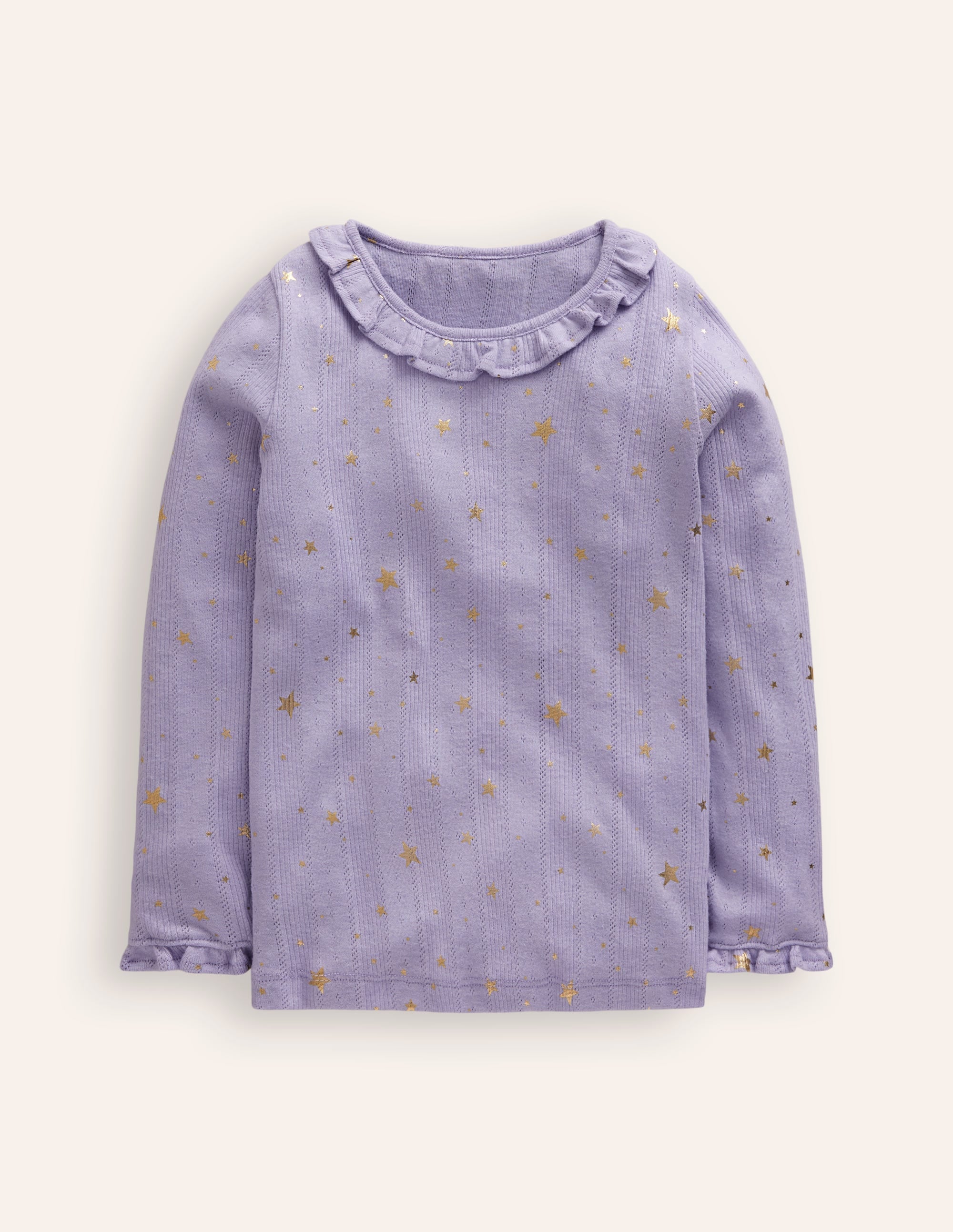 Ruffle Sparkle Pointelle-Misty Lavender Gold Foil Star | Boden EU