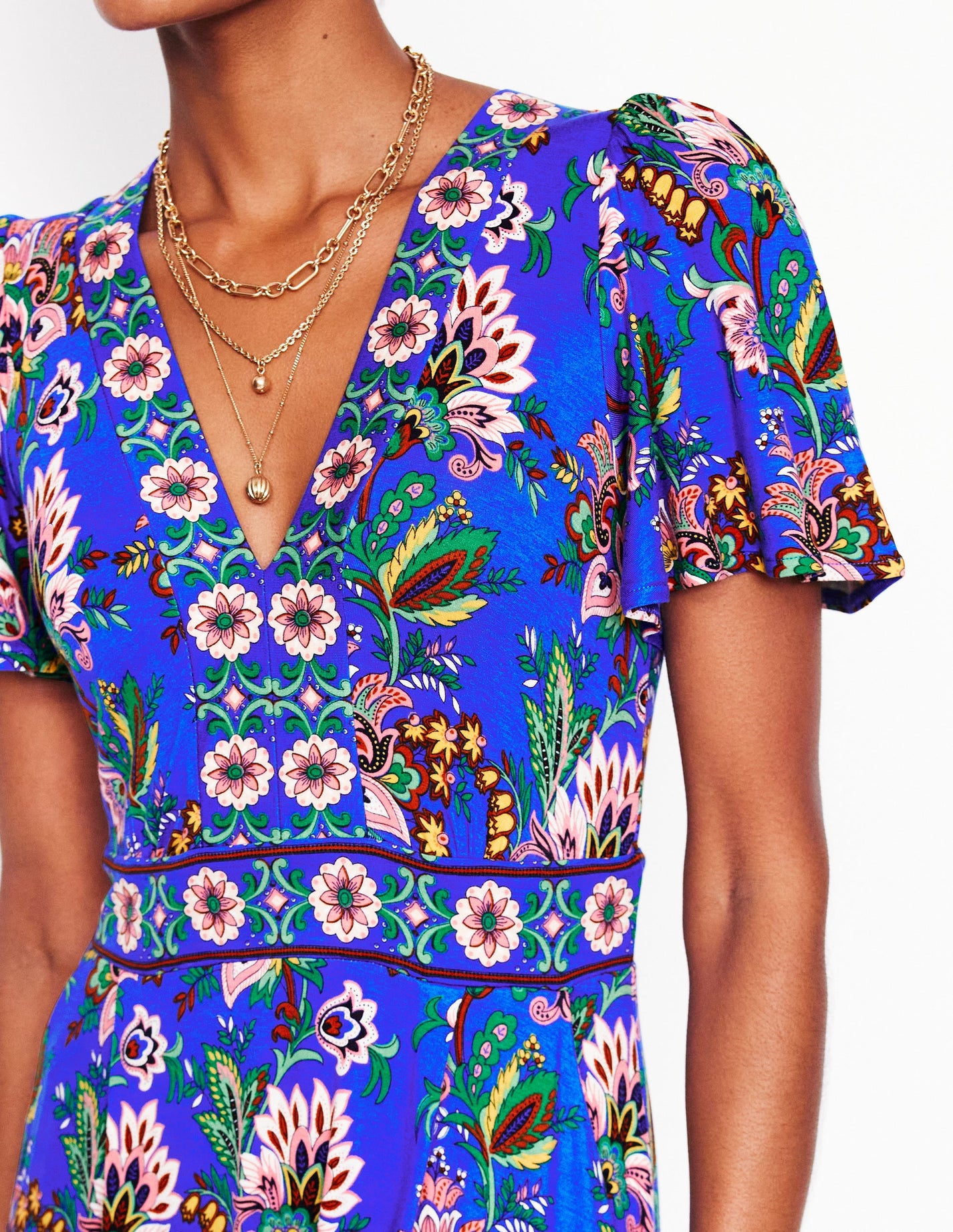 Ellie Flutter Maxi Tea Dress-Gallery Blue, Botanica Terrace | Boden EU