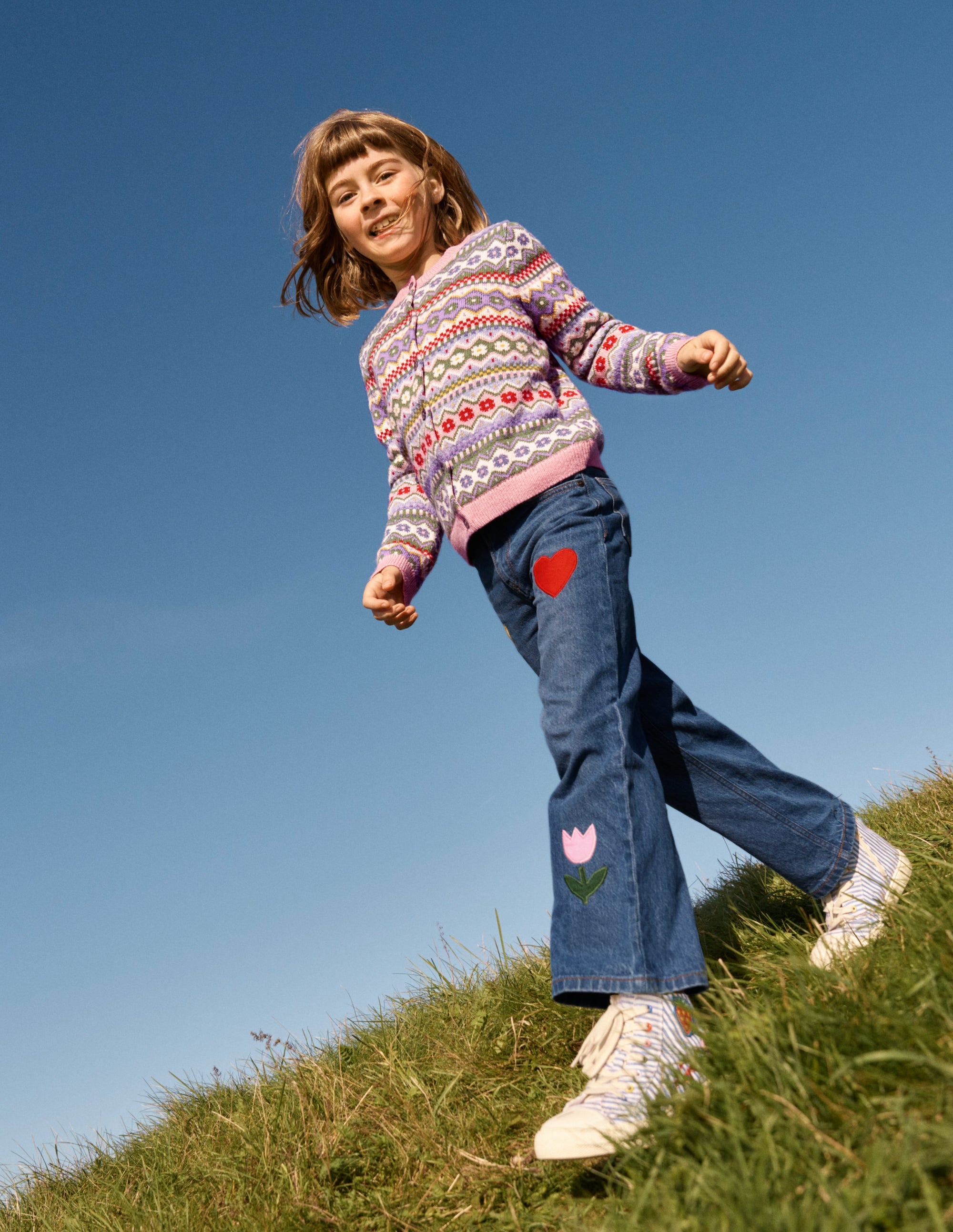 Edie Fair Isle Cardigan-Glacier Blue Pretty Flowers | Boden EU