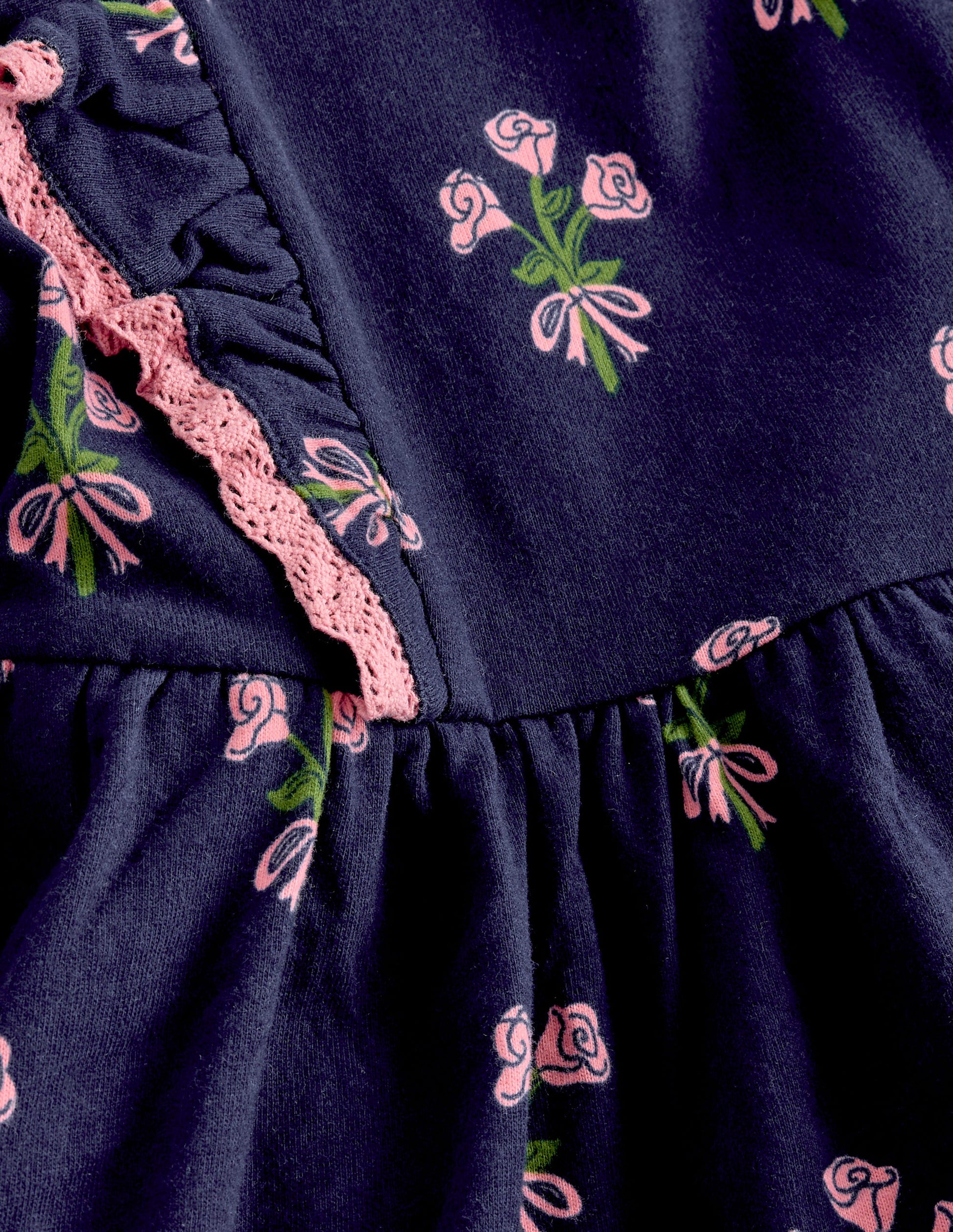 Long Sleeve Ruffle Dress-College Navy Posy | Boden EU